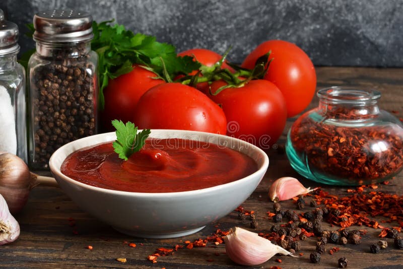 Tomato Ketchup Sauce with Spices Stock Photo - Image of vegetarian ...