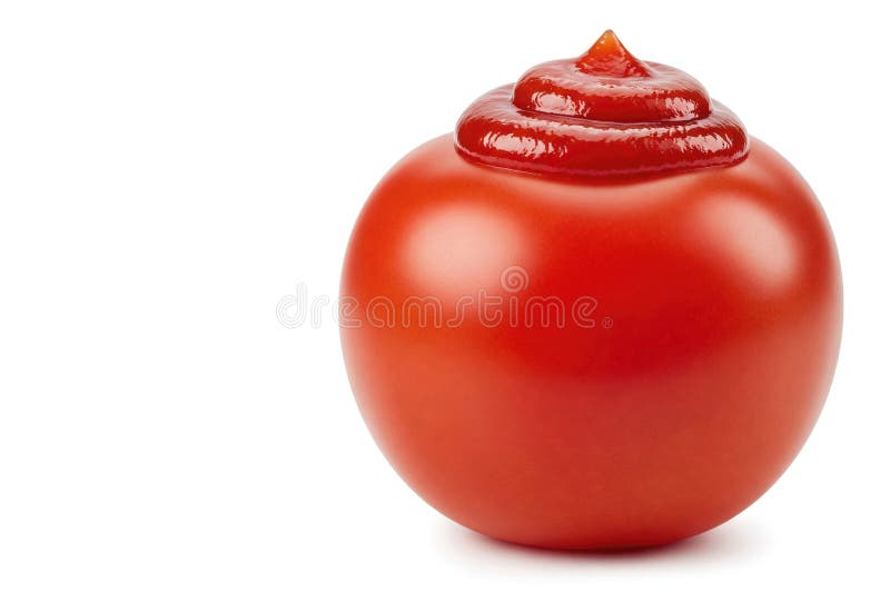 Tomato with Ketchup on Top. Space for Text. Stock Image - Image of ...