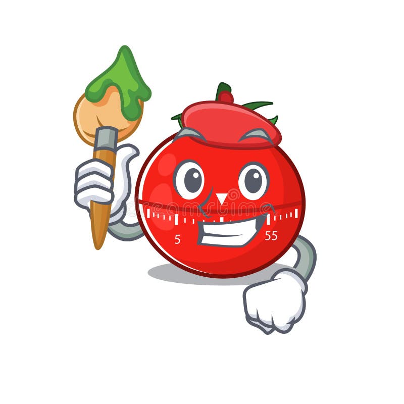 Tomato Kitchen Timer Artist Cartoon Picture Style Paint a Landscape ...