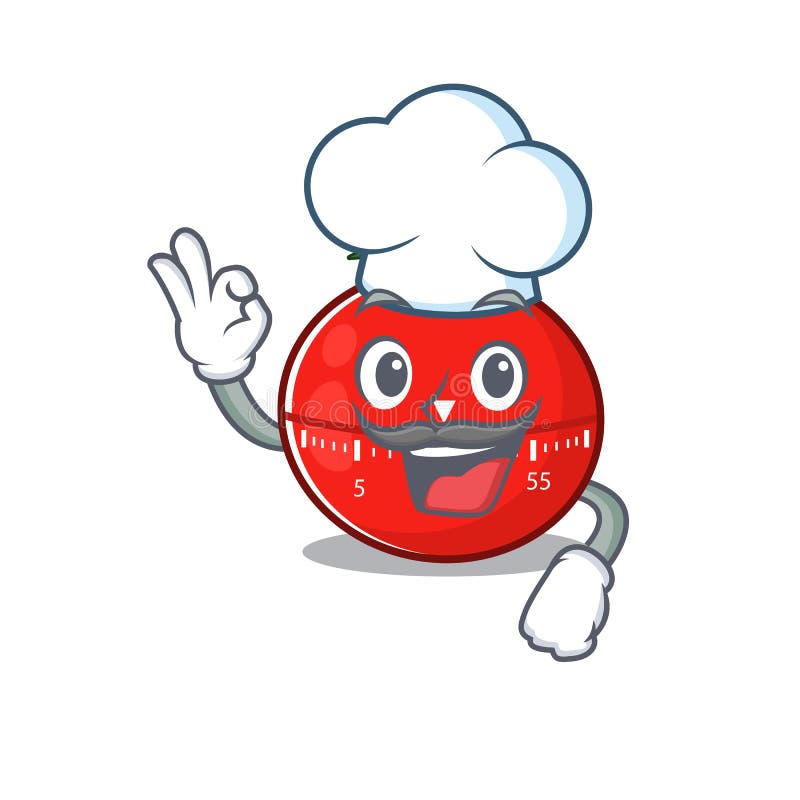 Tomato Kitchen Timer Chef Cartoon Drawing Style Wearing Iconic Chef Hat ...