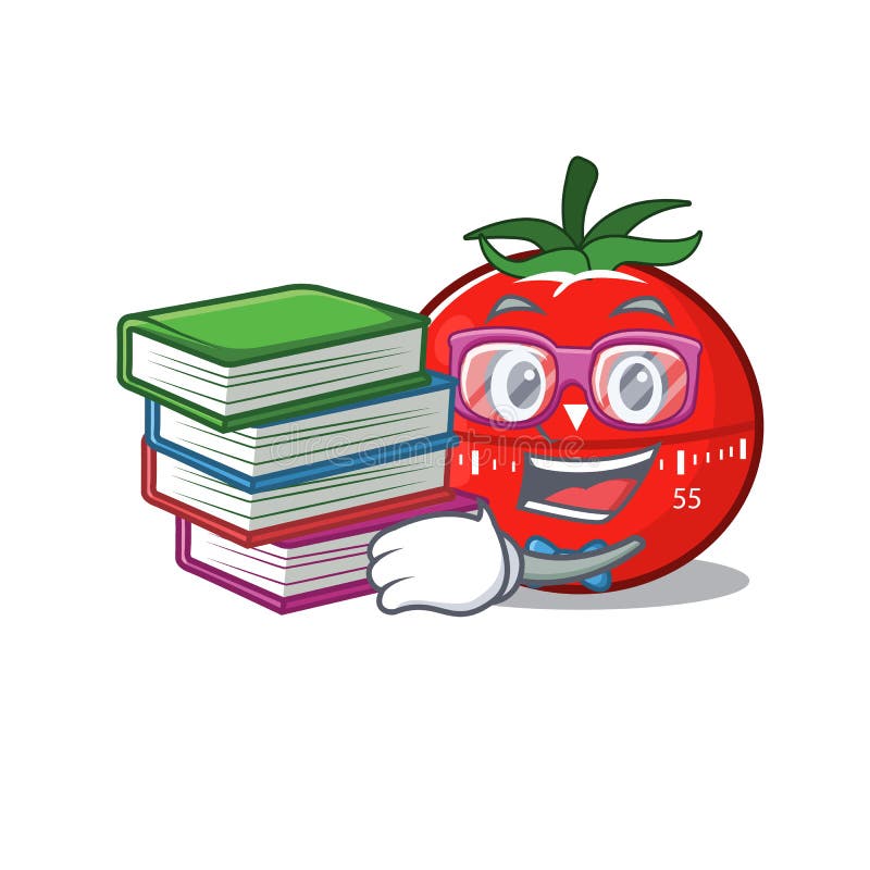 Tomato Kitchen Timer Student Mascot Design Read Many Books when Study ...