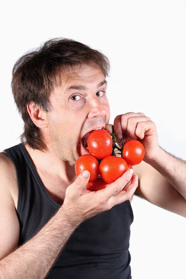 Tomato and man stock photo. Image of person, eating, nature - 19811956