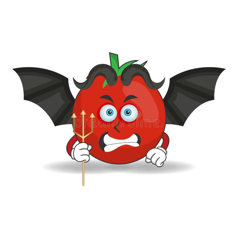 The Tomato Mascot Character Becomes a Devil. Vector Illustration Stock ...