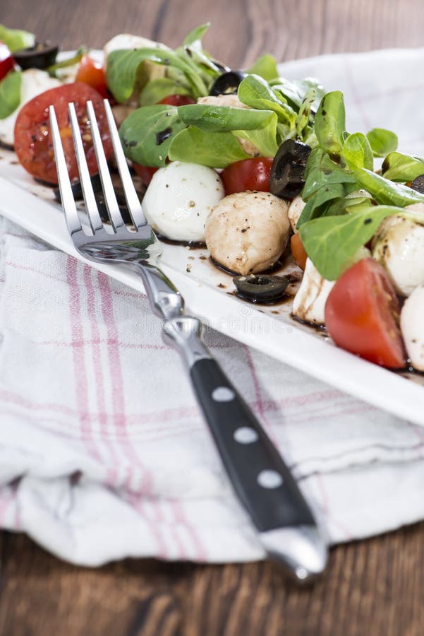 Tomato-Mozzarella Salad with Balsamic Vinegar Stock Photo - Image of ...