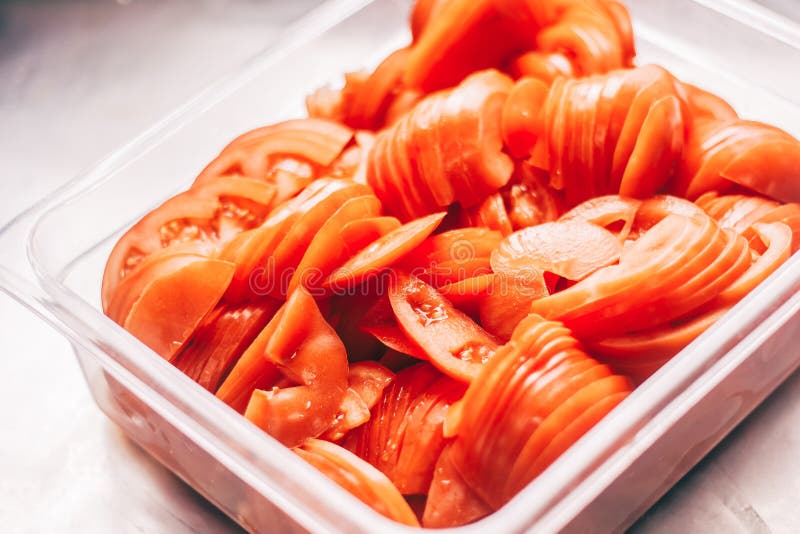 Tomato Mugs in a Container on the Kitchen Table in the Cafe Stock Image ...