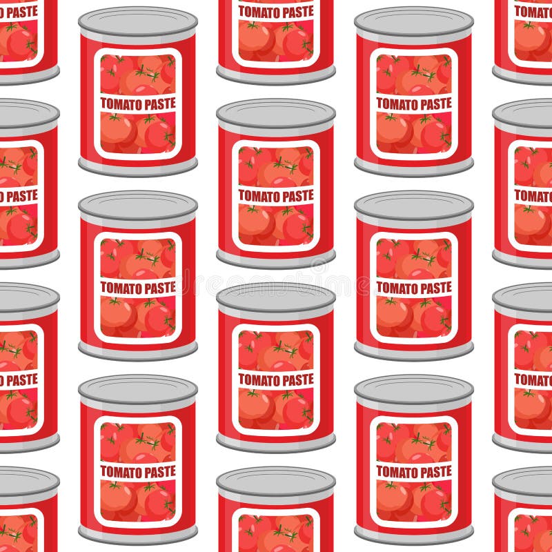 Tomato Paste Seamless Pattern. Cans Texture Stock Vector - Illustration ...