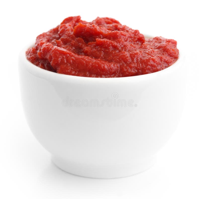 Tomato Paste in Small White Dish. Stock Image - Image of sauce ...