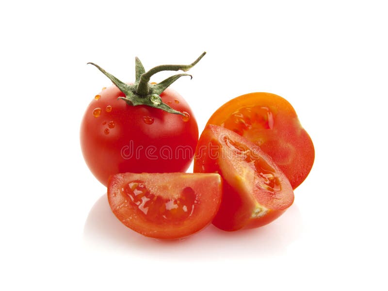 Tomato and Pieces Isolated on White Stock Image - Image of fresh, juicy ...