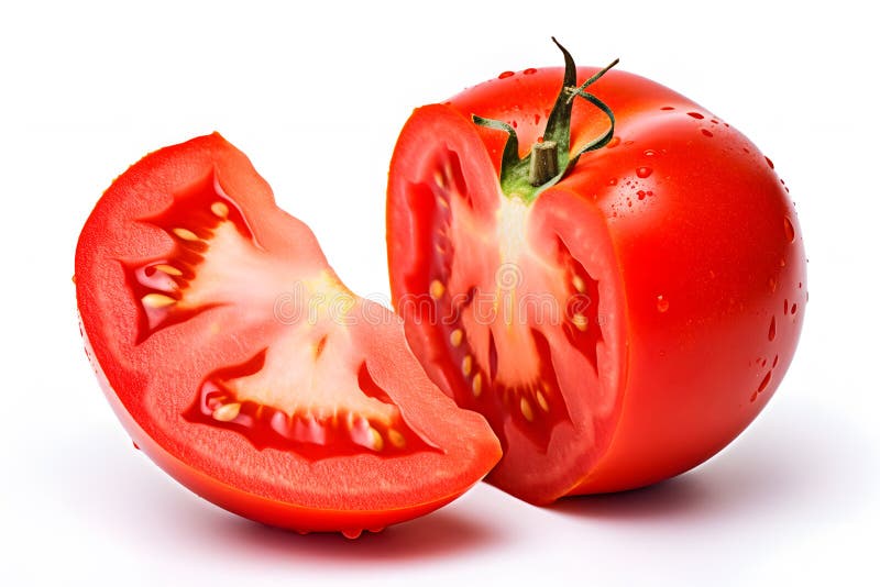 Tomato Pieces on White Background Stock Illustration - Illustration of ...