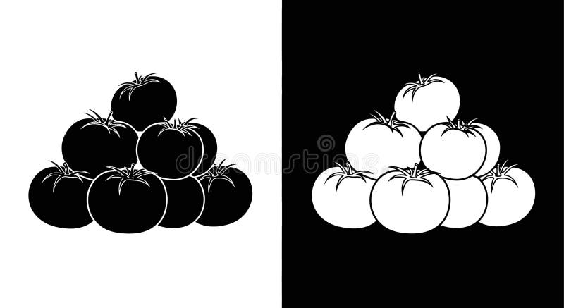 Tomato Pile Silhouette Icon Set - Black and White Vector Stock ...