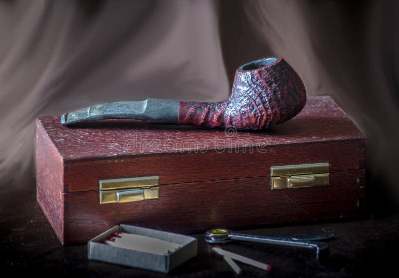 Tomato Pipe on Wood Box with Tools Stock Photo - Image of vice, manly ...