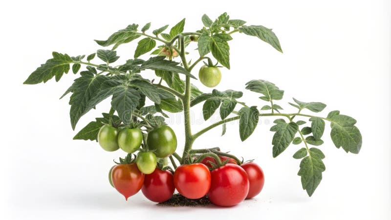 Tomato Plant Growth Stages, Red and Green, White Background Stock ...