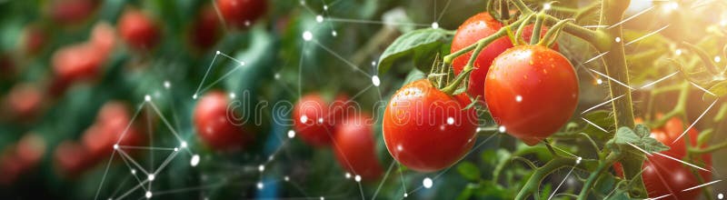 Tomato Plants with Digital Network Overlay. Precision Agriculture ...