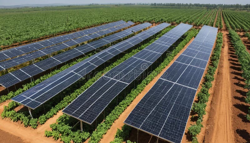 Tomato Plants Under Solar Energy Structures Stock Illustration ...