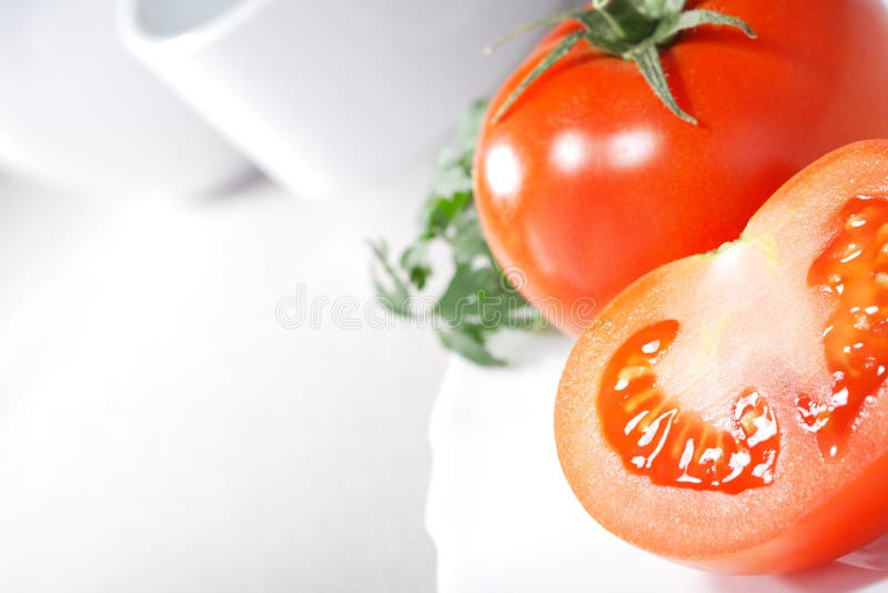 Tomato on plate stock photo. Image of food, ripe, crockery - 6219140
