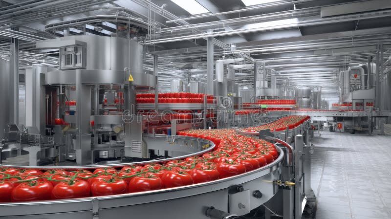 Tomato Processing Plant with Automated Machinery in Action during the Day Stock Photo - Image of ...