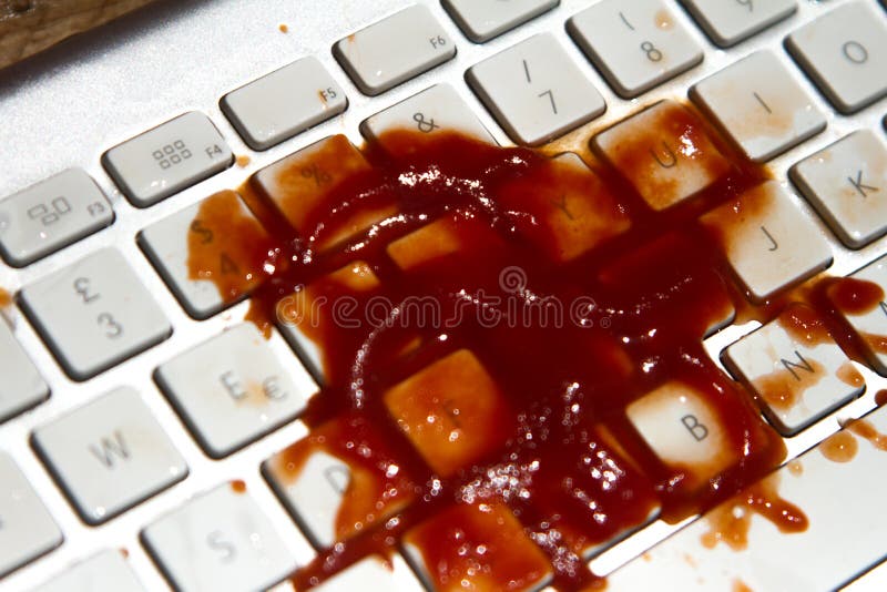 Tomato Puree Falling on the Computer Keyboard Stock Image - Image of ...
