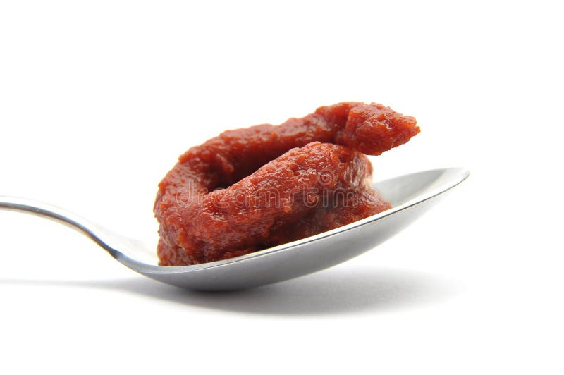 Tomato puree on spoon stock photo. Image of flavoring - 17424380