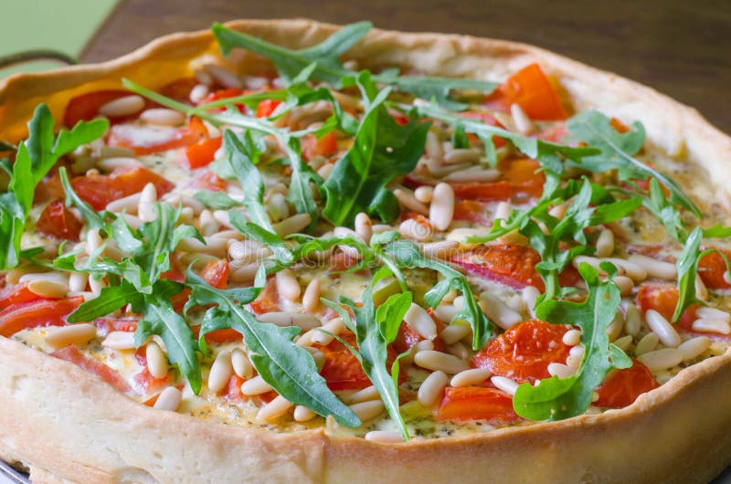 Tomato and ruccola quiche stock image. Image of tart - 47070701