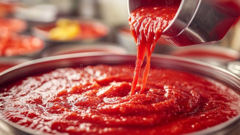 Tomato Sauce Being Poured into a Large Container Stock Illustration ...