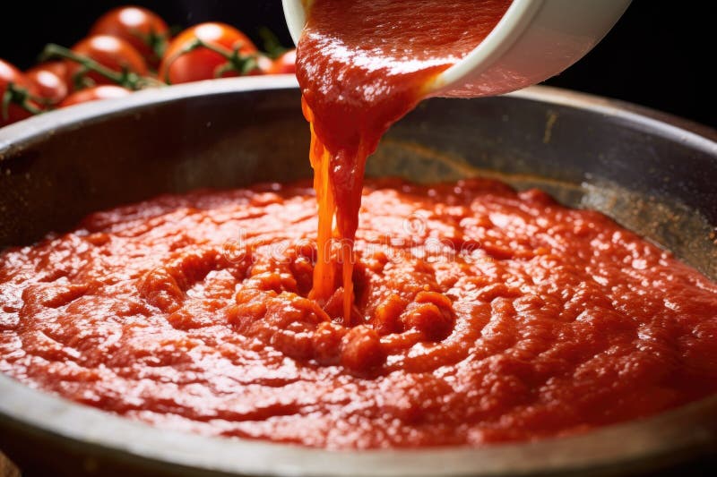 Tomato Sauce Being Poured Onto Pizza Dough Stock Illustration ...