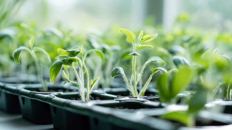 Young Tomato Seedlings Sprouting Inside Biodegradable Tray Positioned ...