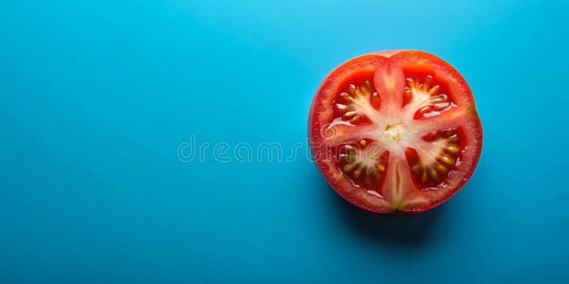 Tomato Slice on Solid Blue Background Generative by AI Stock ...