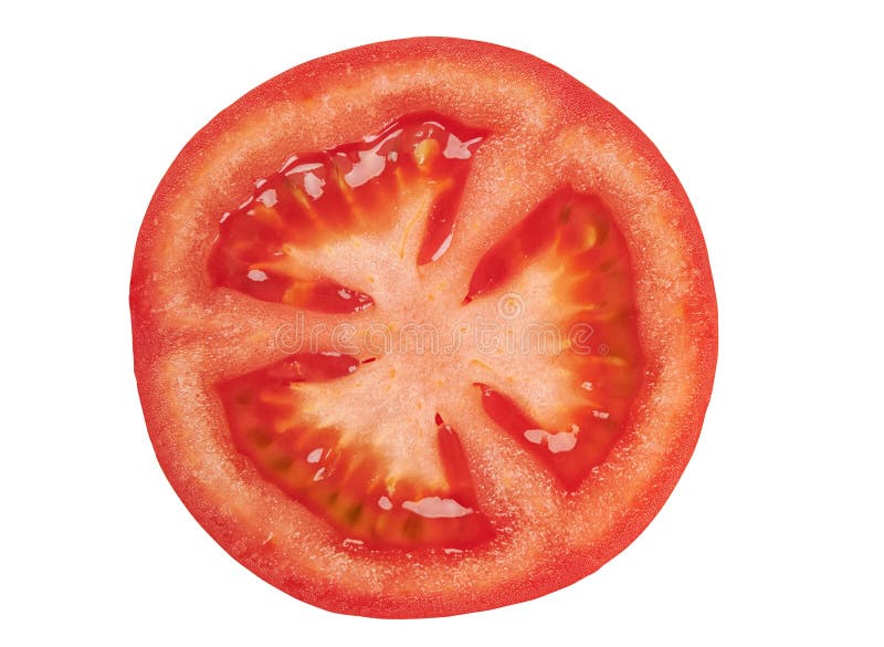 Tomato Slice Top View. Isolated on White with Clipping Path Stock Image ...