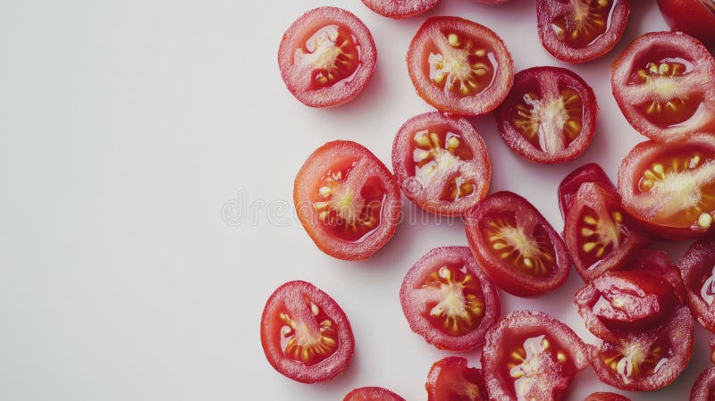 Tomato Slices Arranged in a Circle on a Pale Background Stock Photo ...