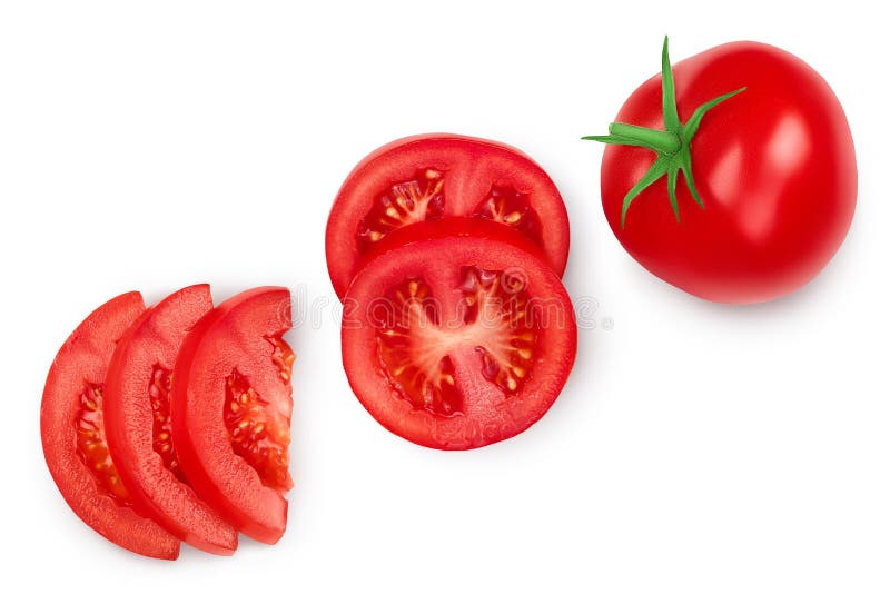 Tomato with Slices Isolated on White Background. Clipping Path and Full ...