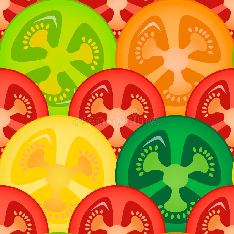 Tomato Slices Seamless Pattern Background Stock Vector - Illustration ...