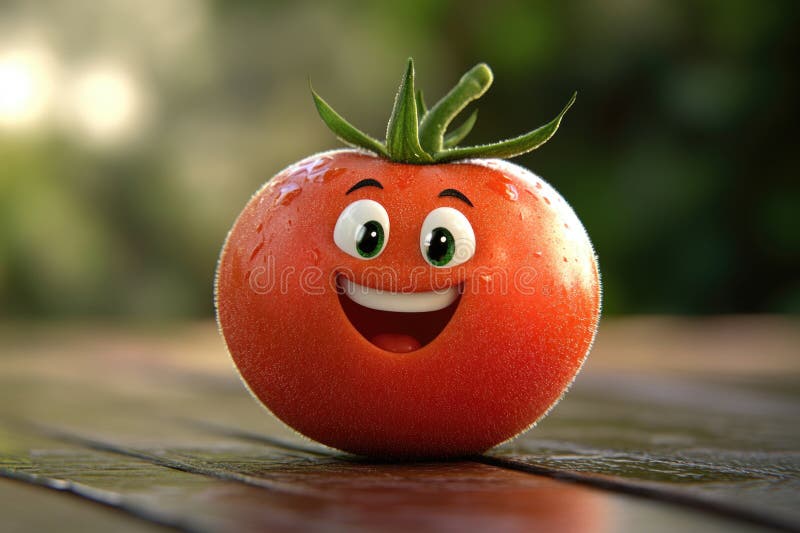 Tomato with Smiling Face on Table Stock Photo - Image of generated ...