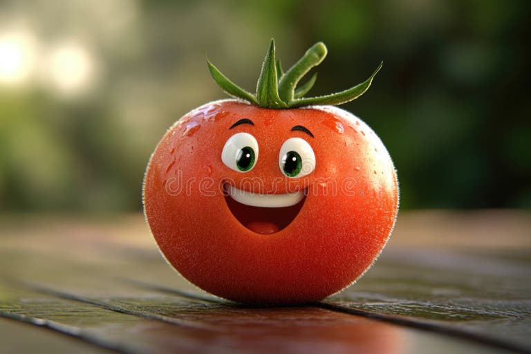 Tomato with Smiling Face on Table Stock Photo - Image of generated ...