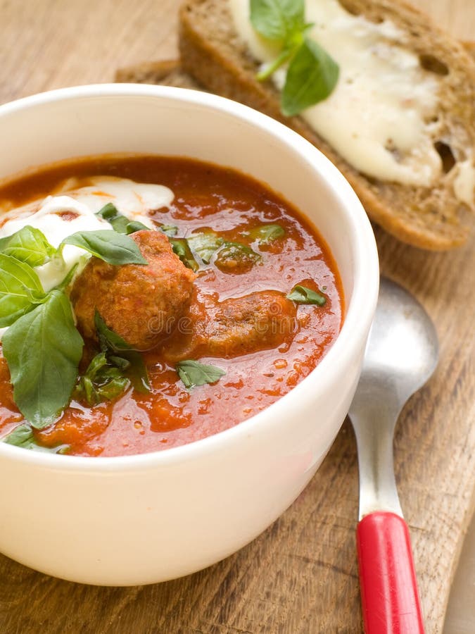 Tomato soup stock image. Image of herb, color, tomato - 13509555