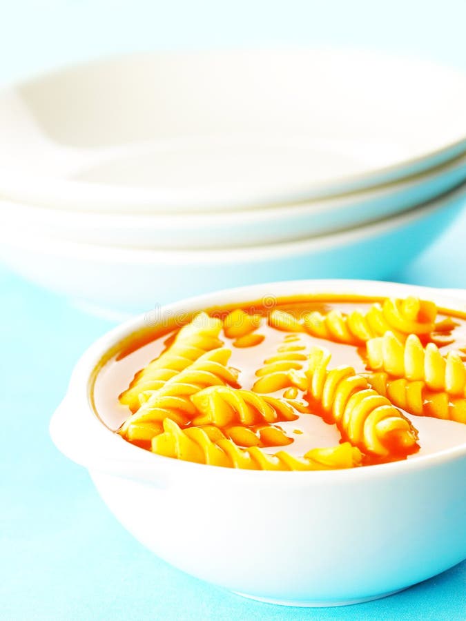 Tomato soup with pasta stock photo. Image of diet, fusilli - 15488534