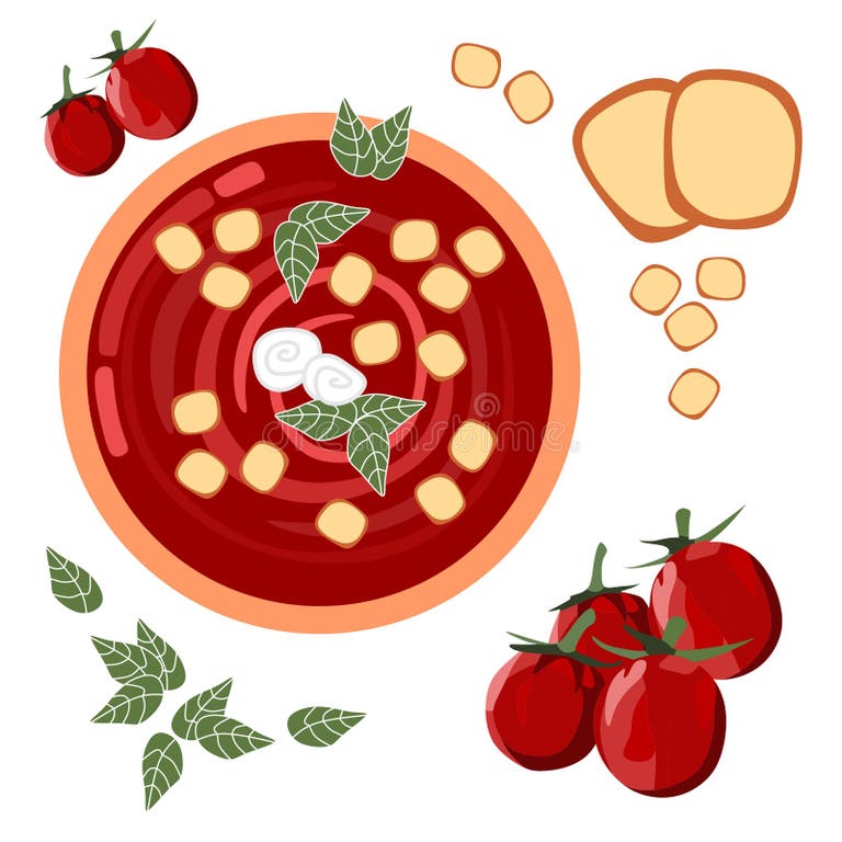Tomato soup stock vector. Illustration of ingredient - 43968437