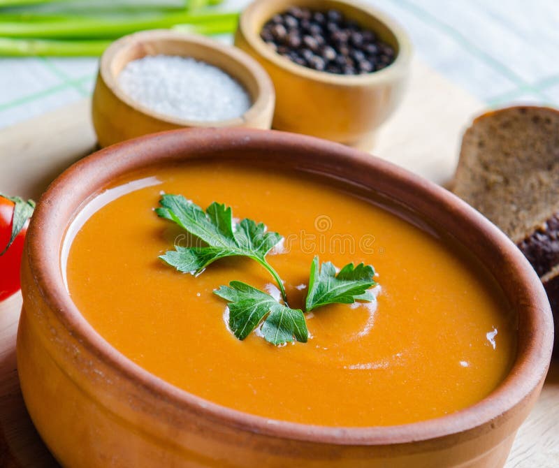 Tomato Soup Prepared in Traditional Italian Style Stock Photo - Image ...