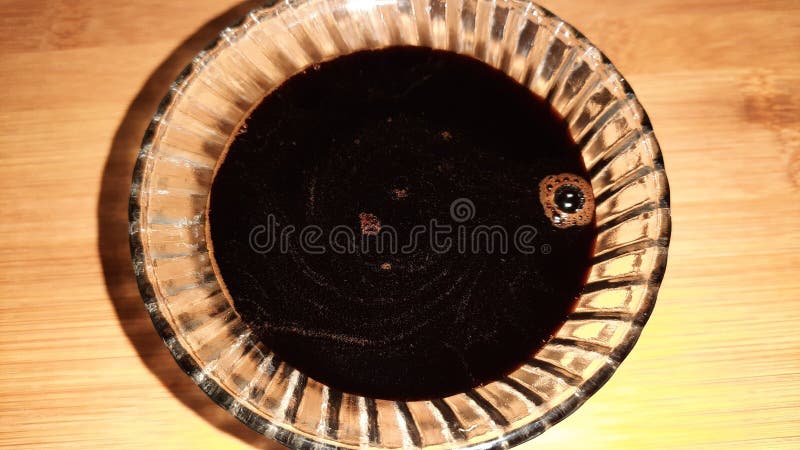 Soya Souse in Bowl Isolated on Wooden Background Stock Photo - Image of ...