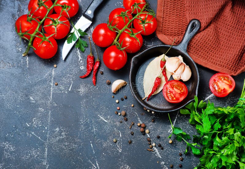 Tomato and spice stock photo. Image of cook, onion, kitchen - 81470358