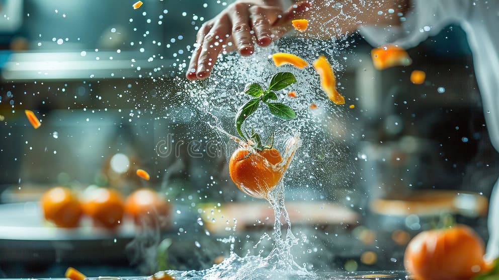 Tomato Splash in Kitchen.the Science of Splash Stock Illustration ...