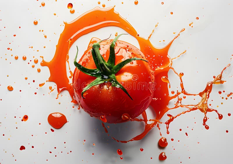 Tomato with a Splash of Tomato Stock Image - Image of isolated, liquid ...