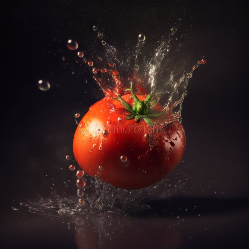Tomato with Splash of Water Stock Image - Image of food, flower: 262126579