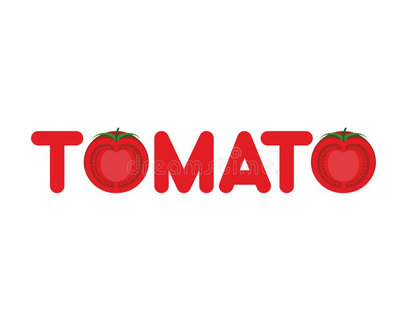 Tomato Text Logo. Lettering of Vegetables. Letters and Slice Stock ...