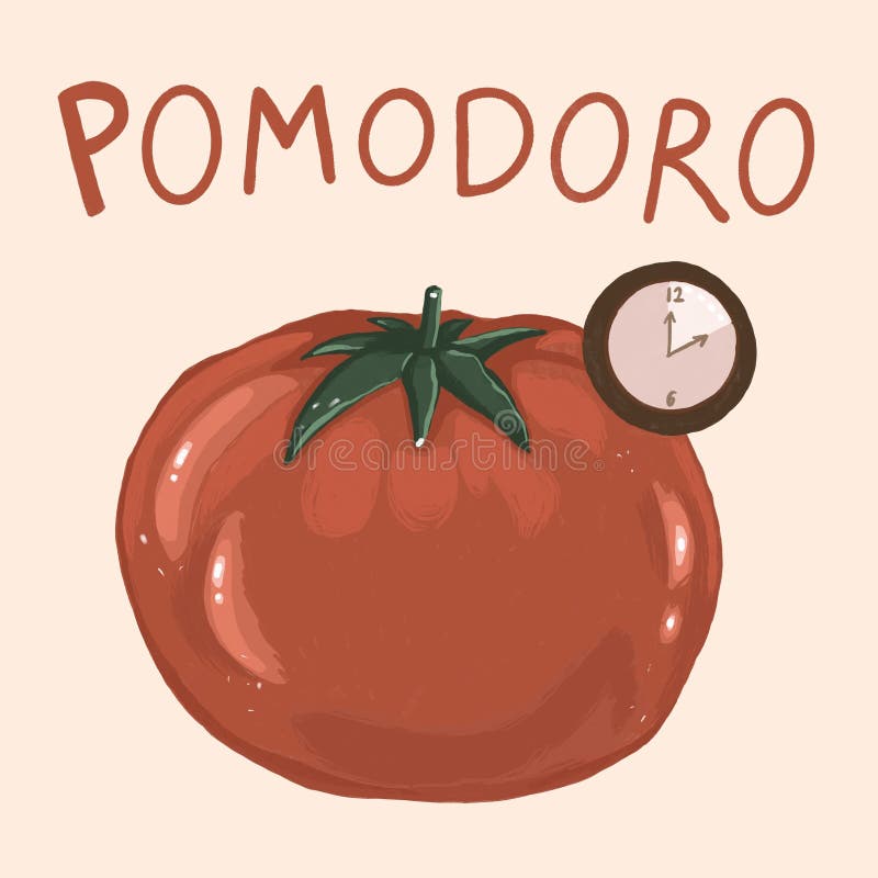 Tomato with a Timer, Time Management Technique Stock Illustration ...