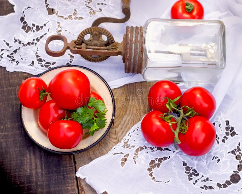 Tomato - Tomatoes and Rustic Hand Blender Stock Image - Image of rustic ...