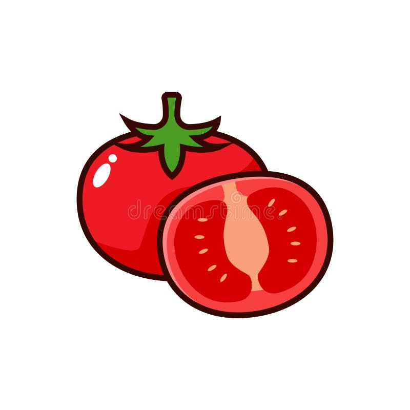 Tomato Vector in Simple and Cute Design Isolated on White Background ...
