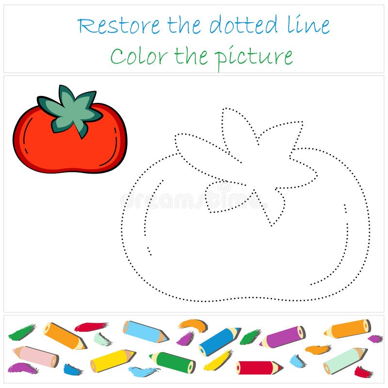 Tomato. Vegetables. Educational Developing Game for Preschoolers "Trace ...