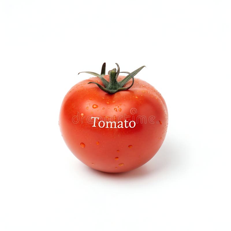 Tomato with the Word "Tomato" on it Isolated on White Background Stock ...
