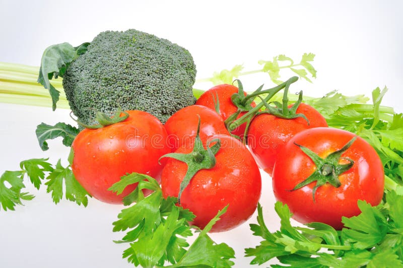 Tomatoes Celery and Broccoli Stock Image - Image of closeup, healthy ...