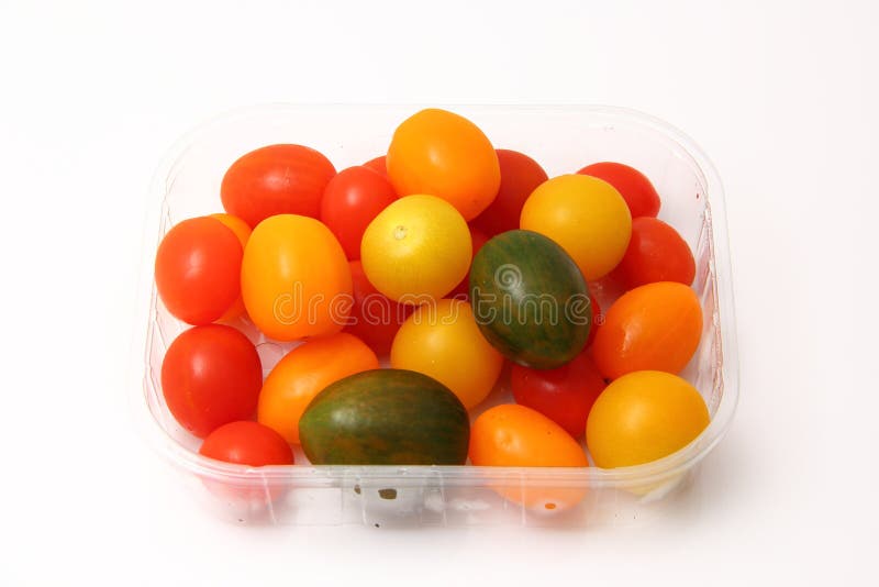 Tomatoes Cherry in a Box of Plastic Stock Photo - Image of group, diet ...